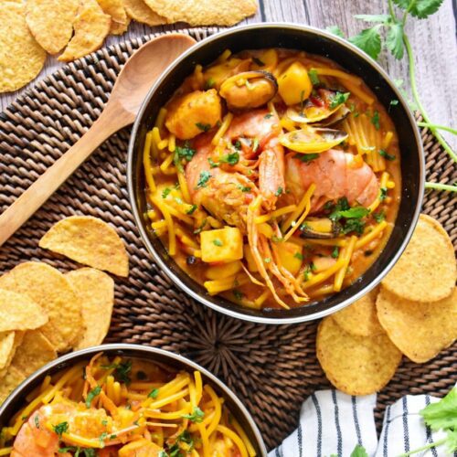 Cazuela de fideos con marisco Recetas de cocina fáciles.