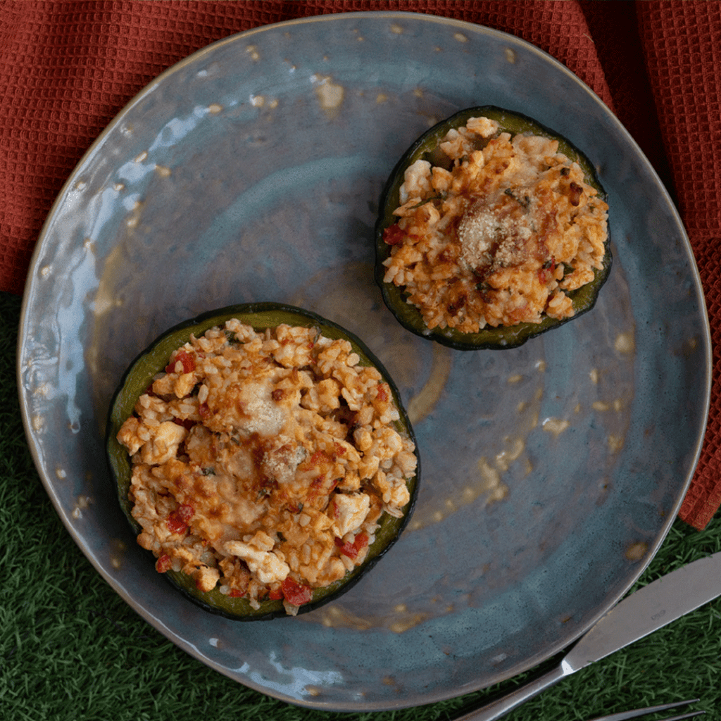 Receta fácil Zapallito relleno de arroz y pollo