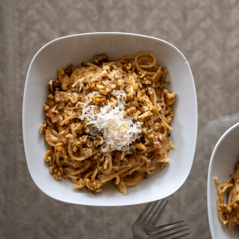 Receta fácil Espaguetis con queso de cabra y bacon